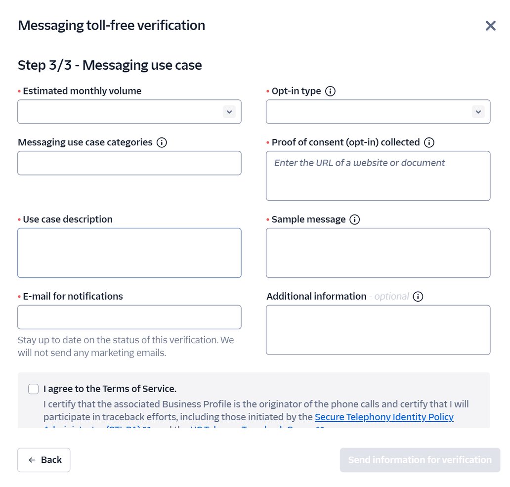 Twilio Toll-Free Verification Process
